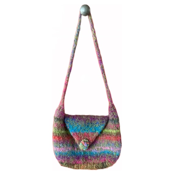 Bags | Handknit Felted Wool Purse Handbag With Flap | Poshmark